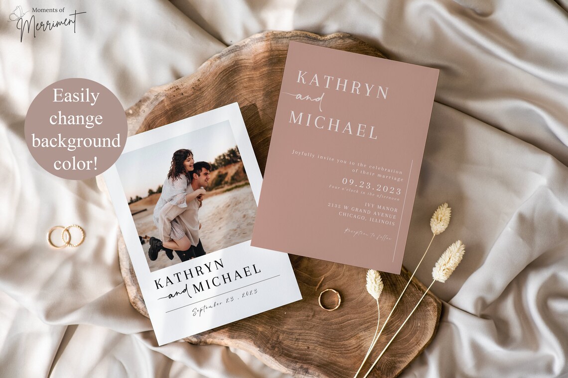 Modern Wedding Invitation Suite Canva Simple Invitation QR Code Boho ...