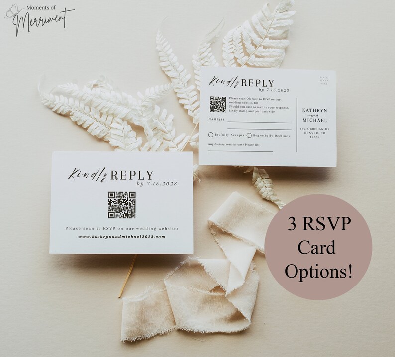 Modern Wedding Invitation Suite Canva Simple Invitation QR Code Boho ...
