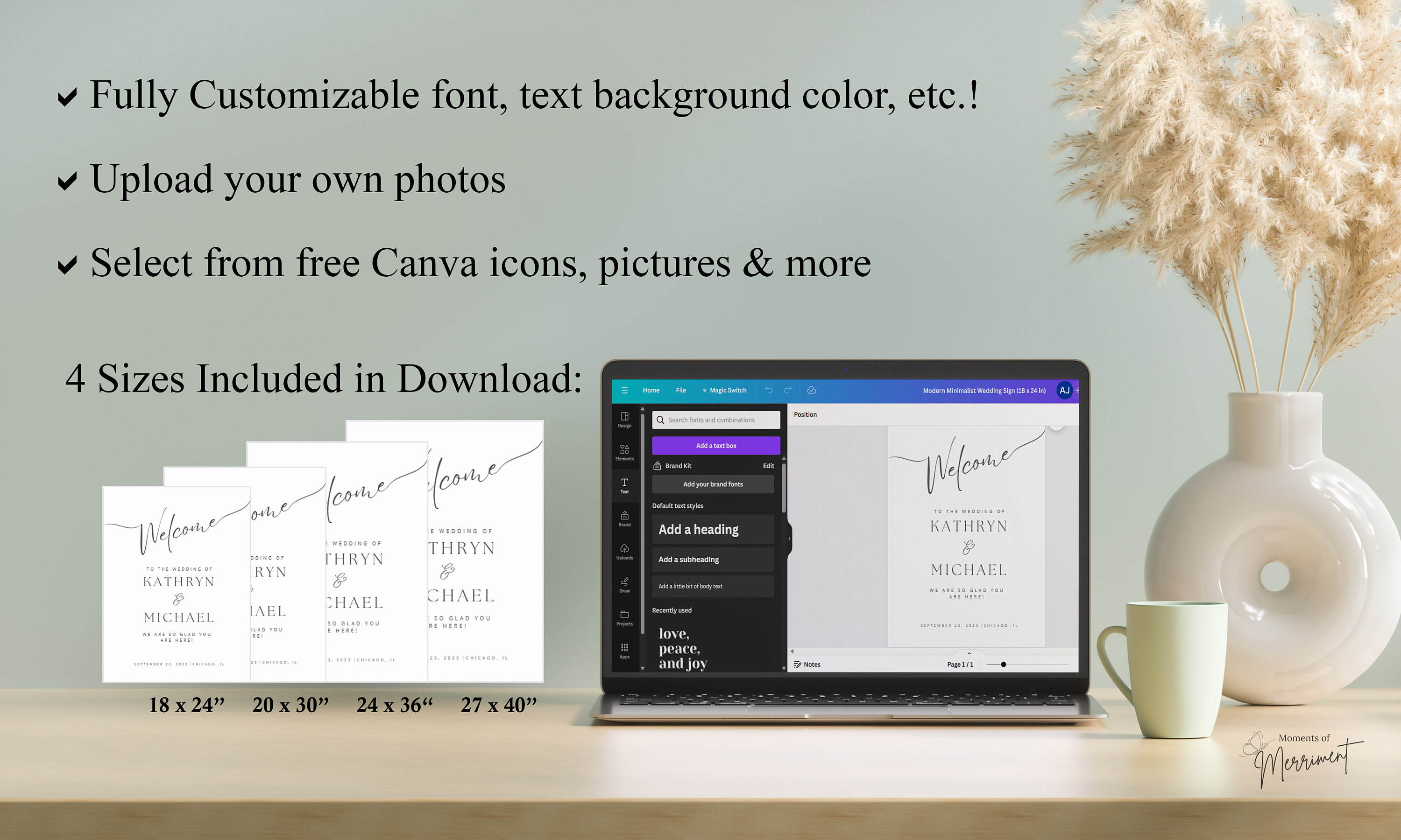 Wedding Welcome Sign Modern Minimalist Welcome Sign Calligraphy Welcome ...