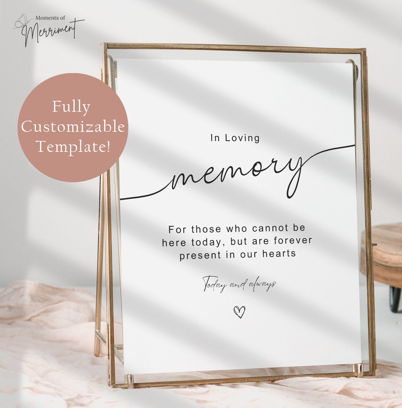 Modern Minimalist in Loving Memory Sign | DIY Wedding Memorial Sign ...