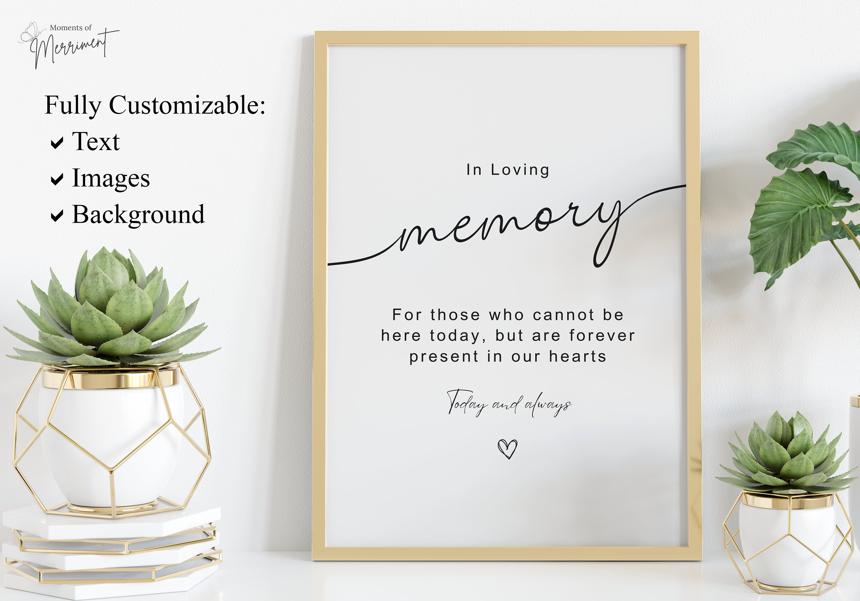 Modern Minimalist in Loving Memory Sign | DIY Wedding Memorial Sign ...