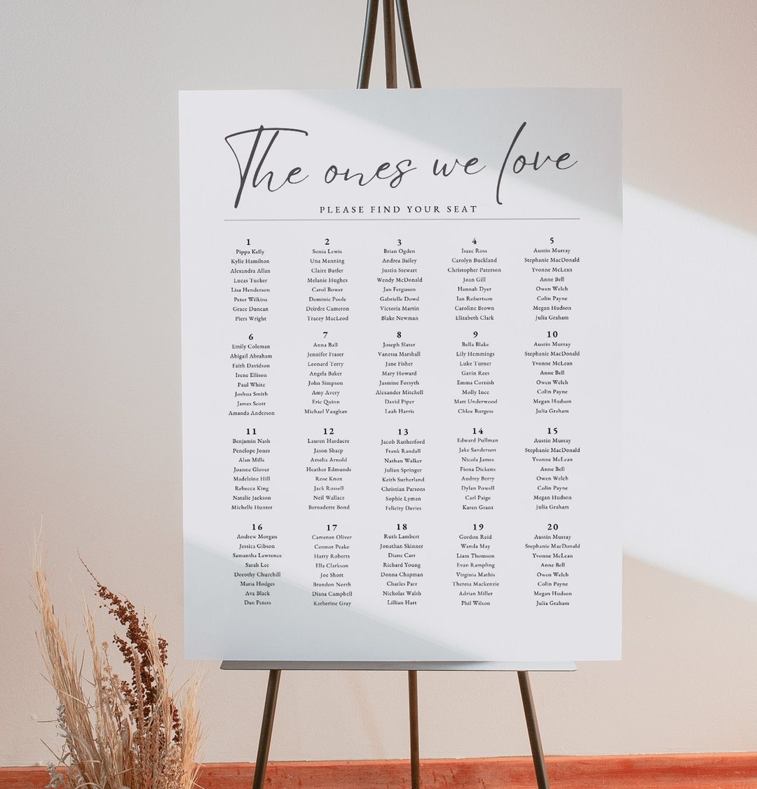 Wedding Guest Seating Chart Modern Minimalist Seating Sign - Etsy