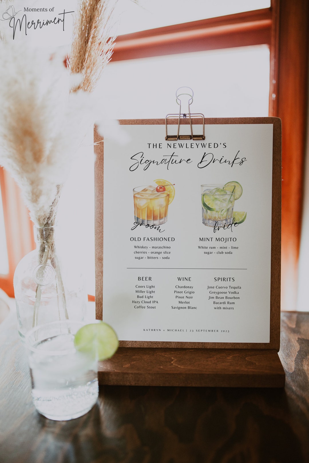 Minimalist Cocktail Menu | Modern Signature Drink Sign | Signature ...