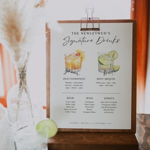 Minimalist Cocktail Menu | Modern Signature Drink Sign | Signature ...