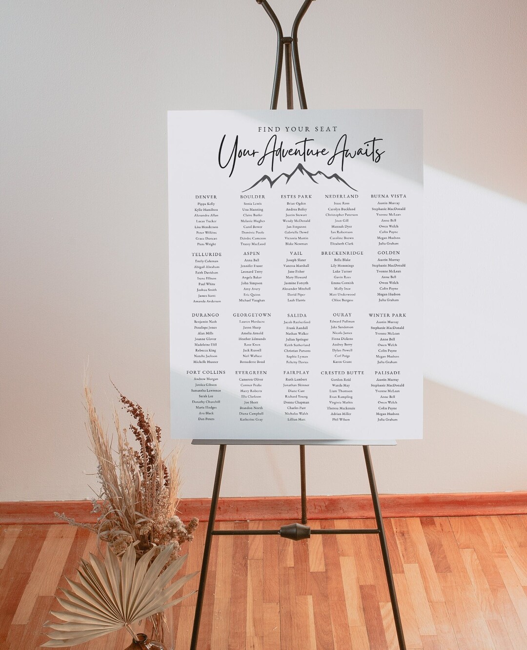 Mountain Wedding Seating Chart | Modern Guest Seating Sign | Find Your ...