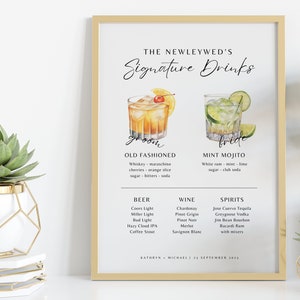 Minimalist Cocktail Menu | Modern Signature Drink Sign | Signature ...