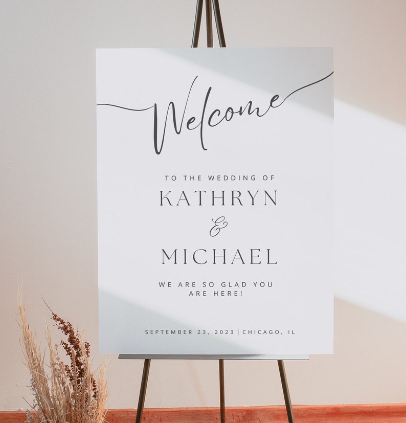 Wedding Welcome Sign | Modern Minimalist Welcome Sign | Calligraphy ...