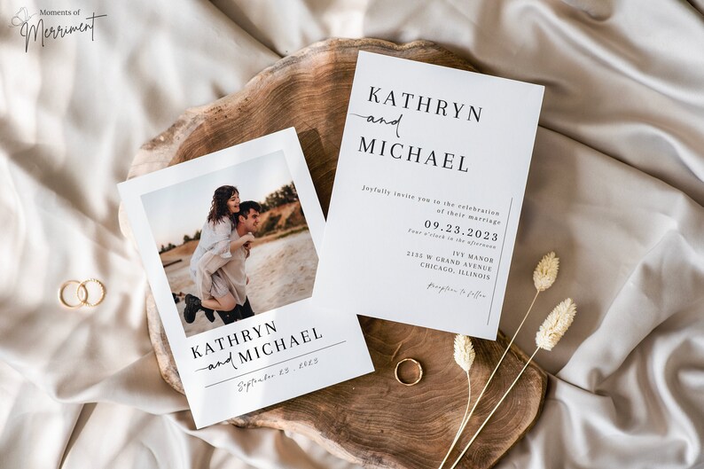 Modern Wedding Invitation Suite Canva Simple Invitation QR Code Boho ...