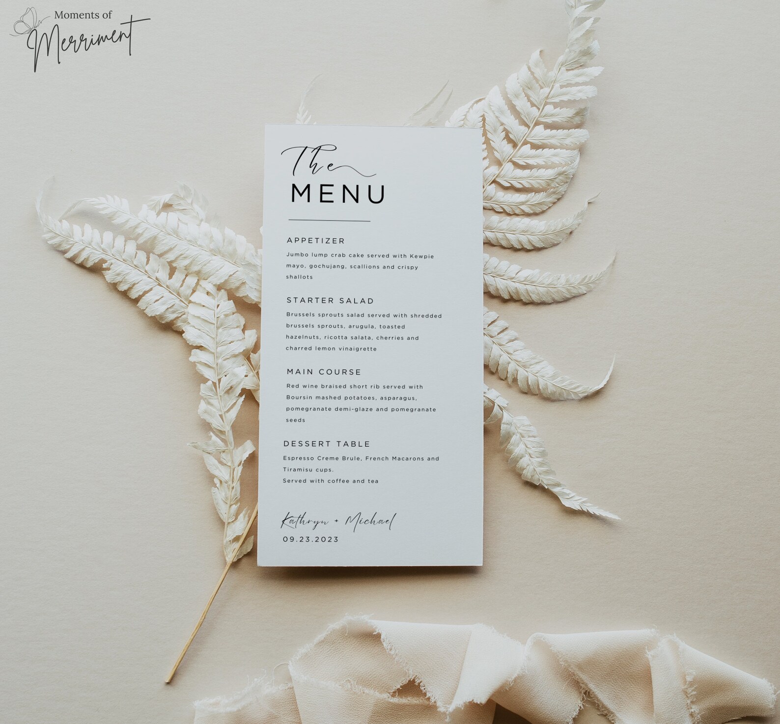 DIY Wedding Menu Template | Reception Dinner Card | Modern Script ...