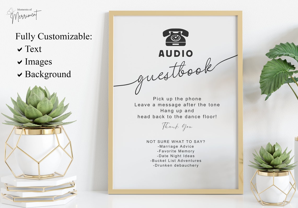 Audio Guestbook Sign Modern Minimalist Audio Guestbook Wedding Phone ...
