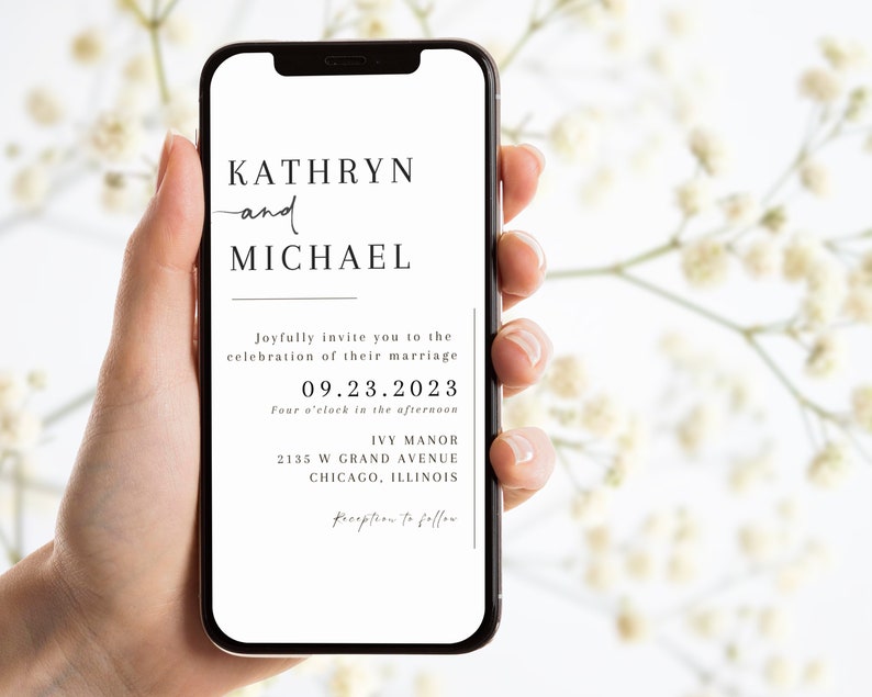 Modern Wedding Invitation Suite Canva Simple Invitation QR Code Boho ...