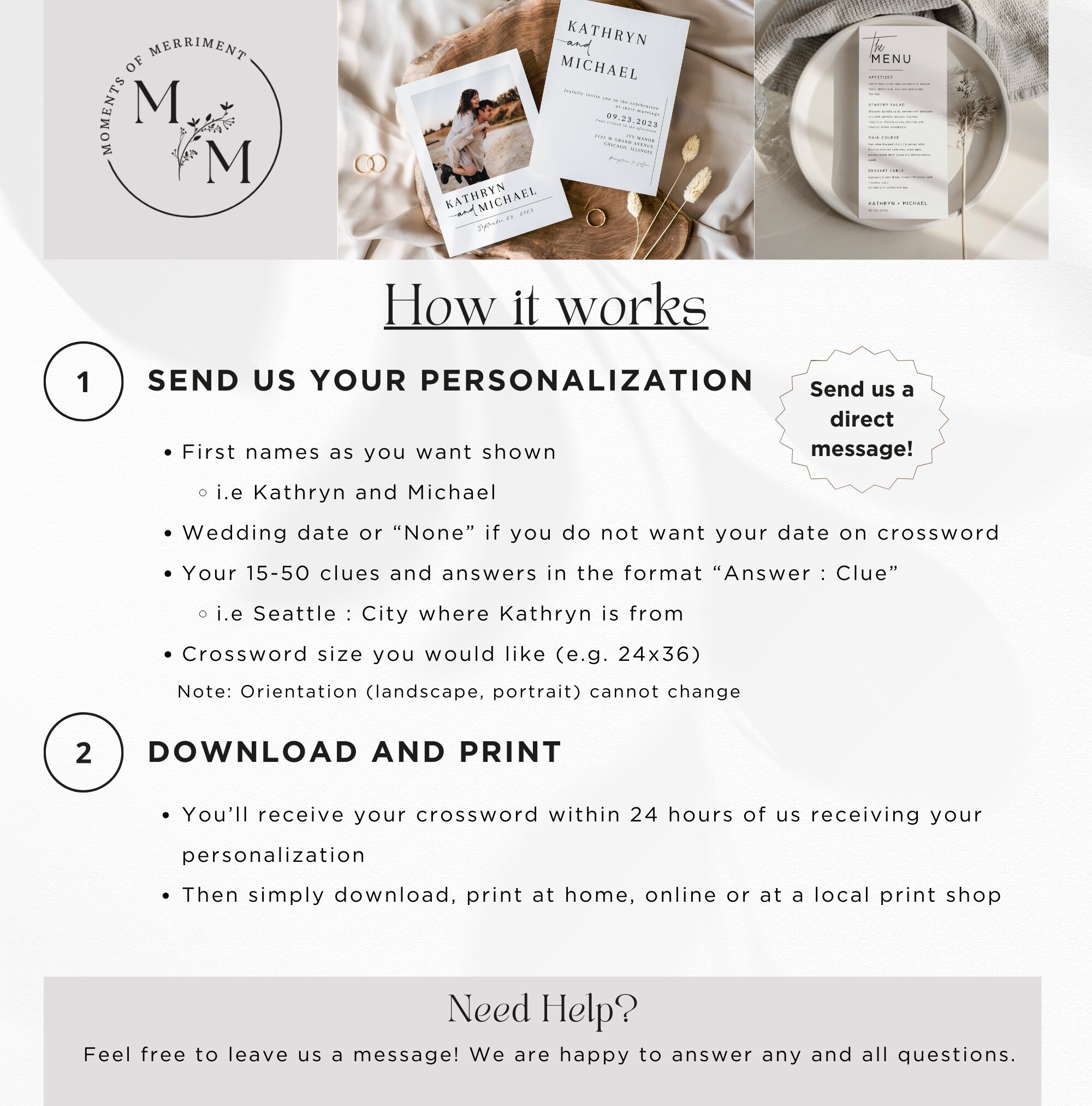 Custom Wedding Crossword | Modern Sip & Solve Crossword | Large Sip and ...