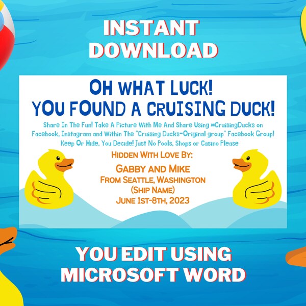 Cruise Duck Tags Svg Etsy
