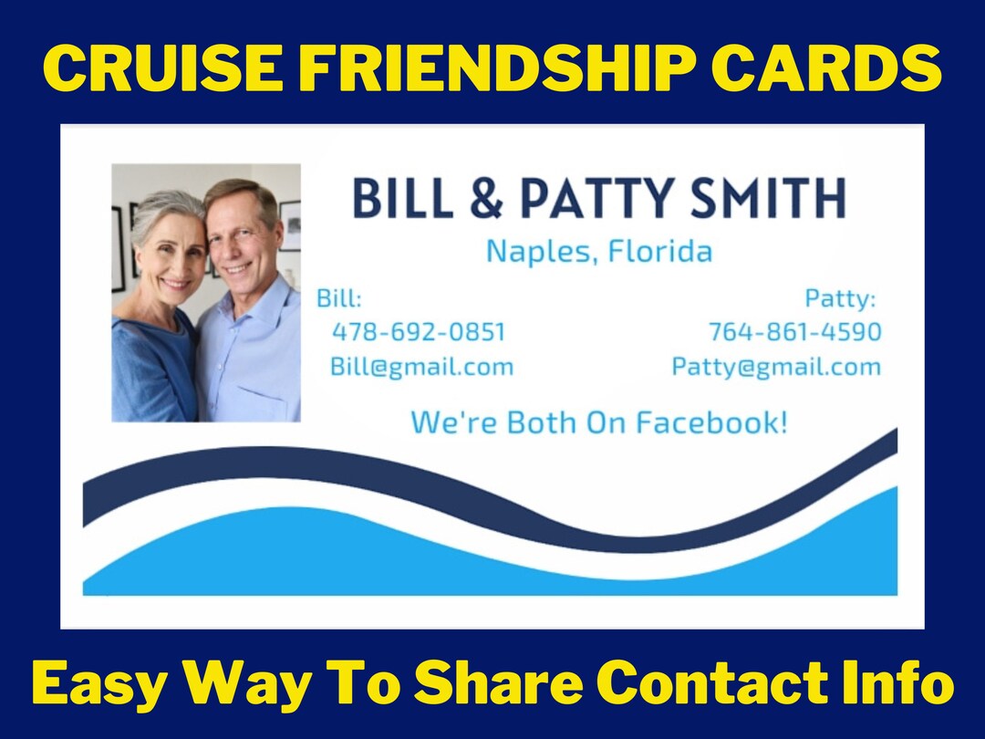 Cruise Friendship business Cards / Give to New Cruise Friends to Stay ...