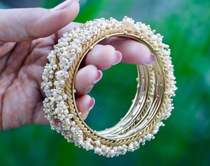 Cluster Pearl Bangles - Phulari Bangles - Etsy