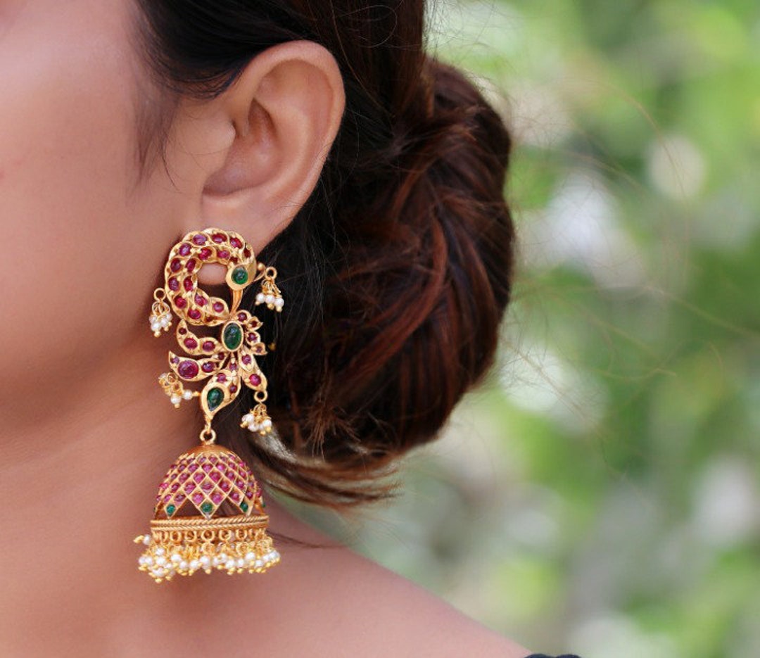 Long Statement Peacock Jhumkas - Etsy