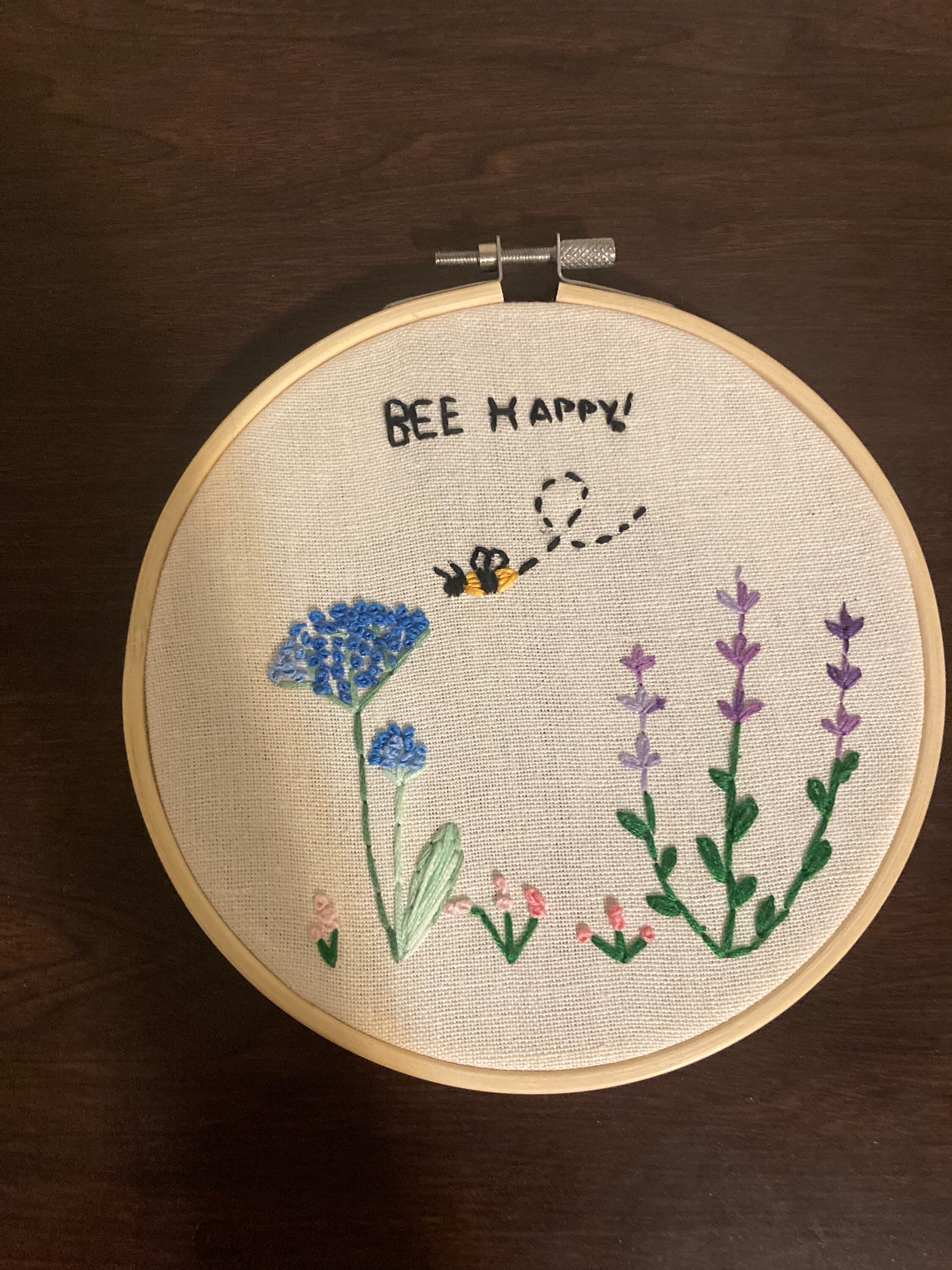 Handmade Embroidered Bee Happy Sign - Etsy