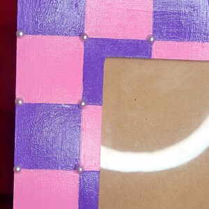 Checkerboard Hand Painted Retro Wood Picture Frame - Pearl Accents - Etsy