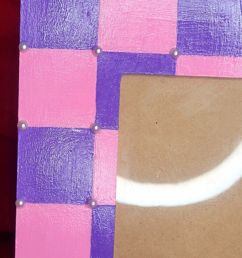 Checkerboard Hand Painted Retro Wood Picture Frame - Pearl Accents - Etsy