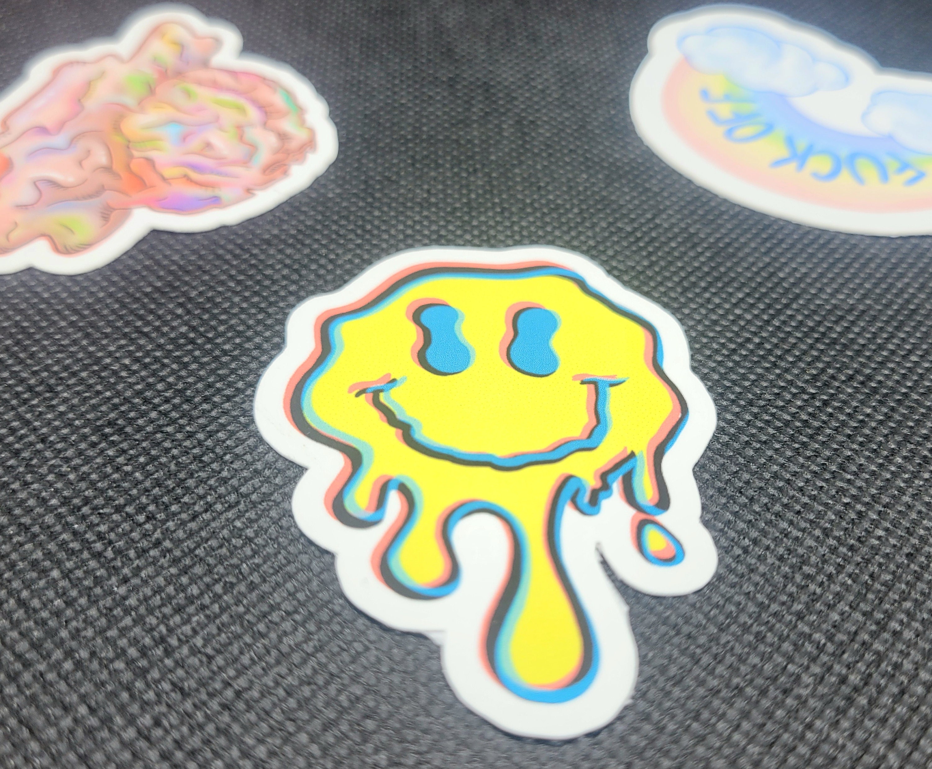 Melted Smiley Face Vinyl Sticker - Etsy