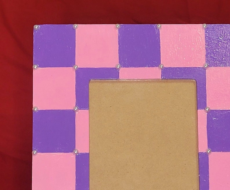 Checkerboard Hand Painted Retro Wood Picture Frame - Pearl Accents - Etsy