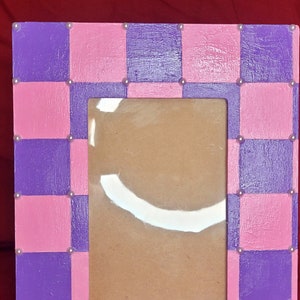 Checkerboard Hand Painted Retro Wood Picture Frame - Pearl Accents - Etsy