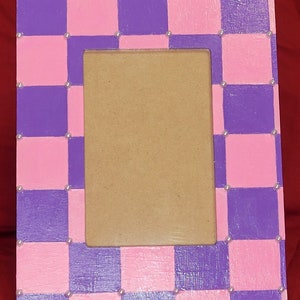 Checkerboard Hand Painted Retro Wood Picture Frame - Pearl Accents - Etsy