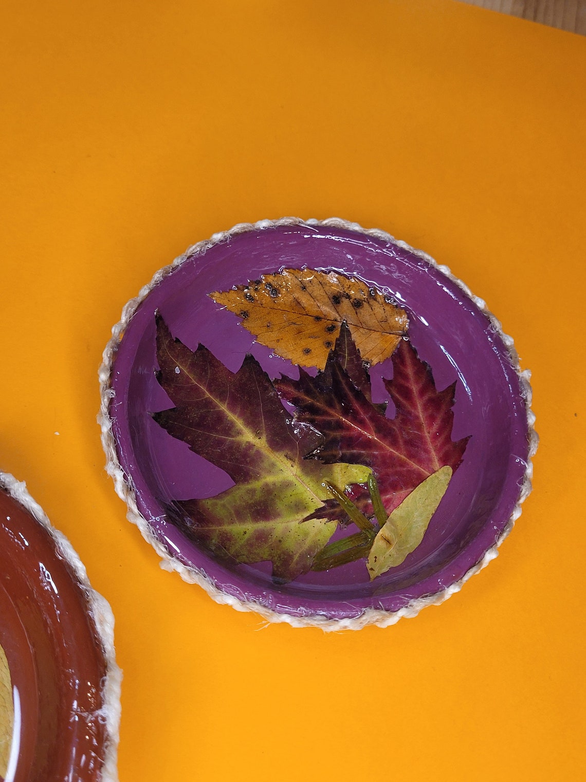 Hand Painted Jewelry Trinket Dish With Real Autumn Leaves - Purple - Etsy