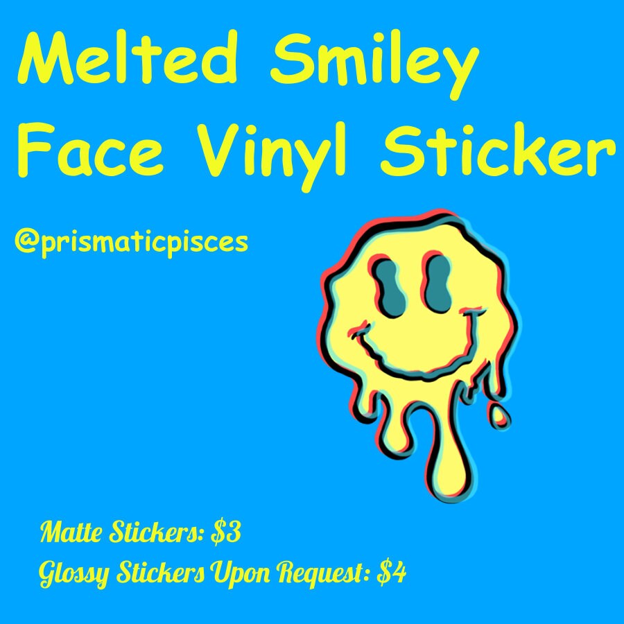 Melted Smiley Face Vinyl Sticker - Etsy