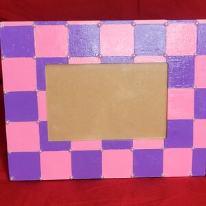 Checkerboard Hand Painted Retro Wood Picture Frame - Pearl Accents - Etsy