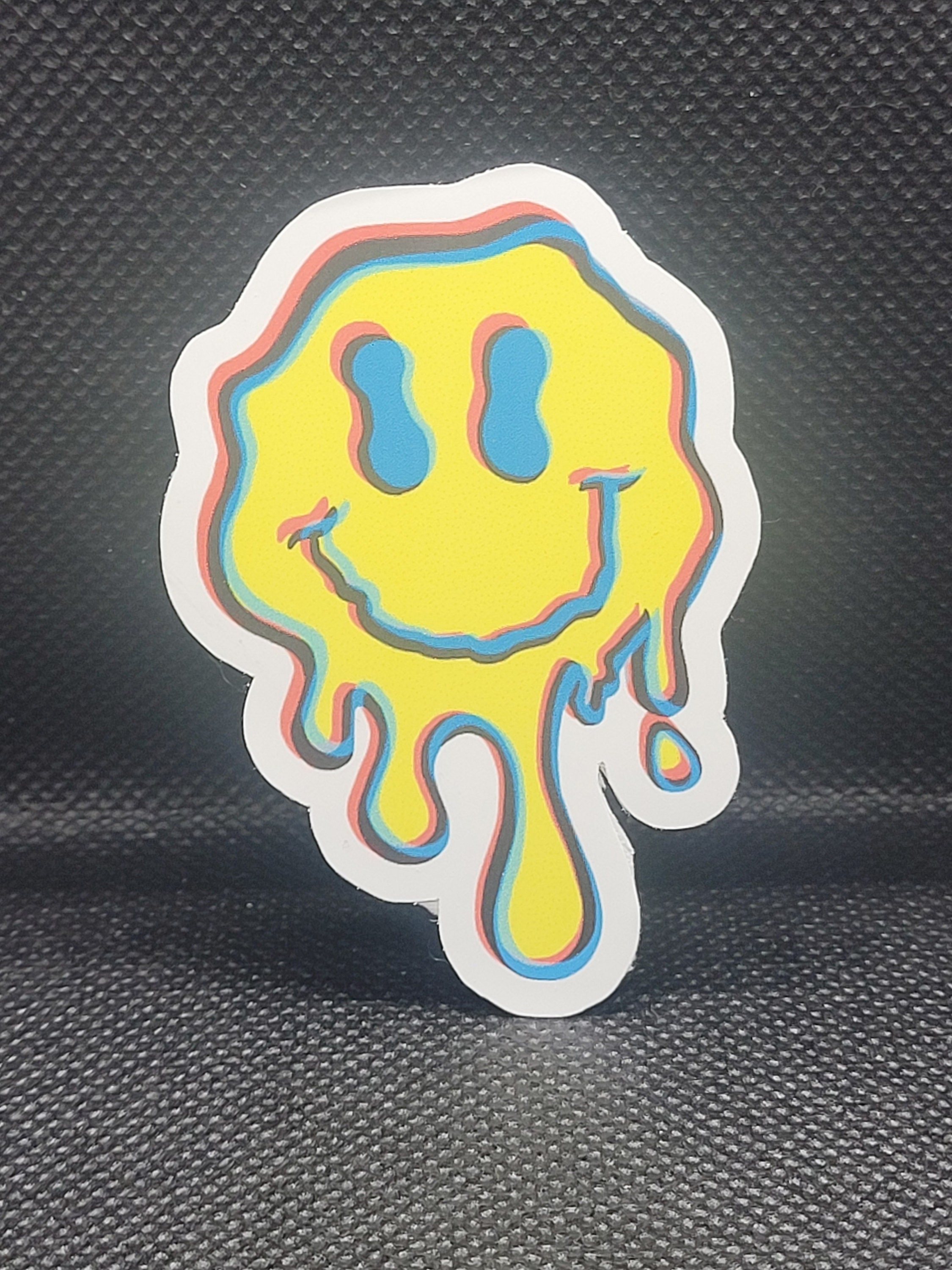 Melted Smiley Face Vinyl Sticker - Etsy