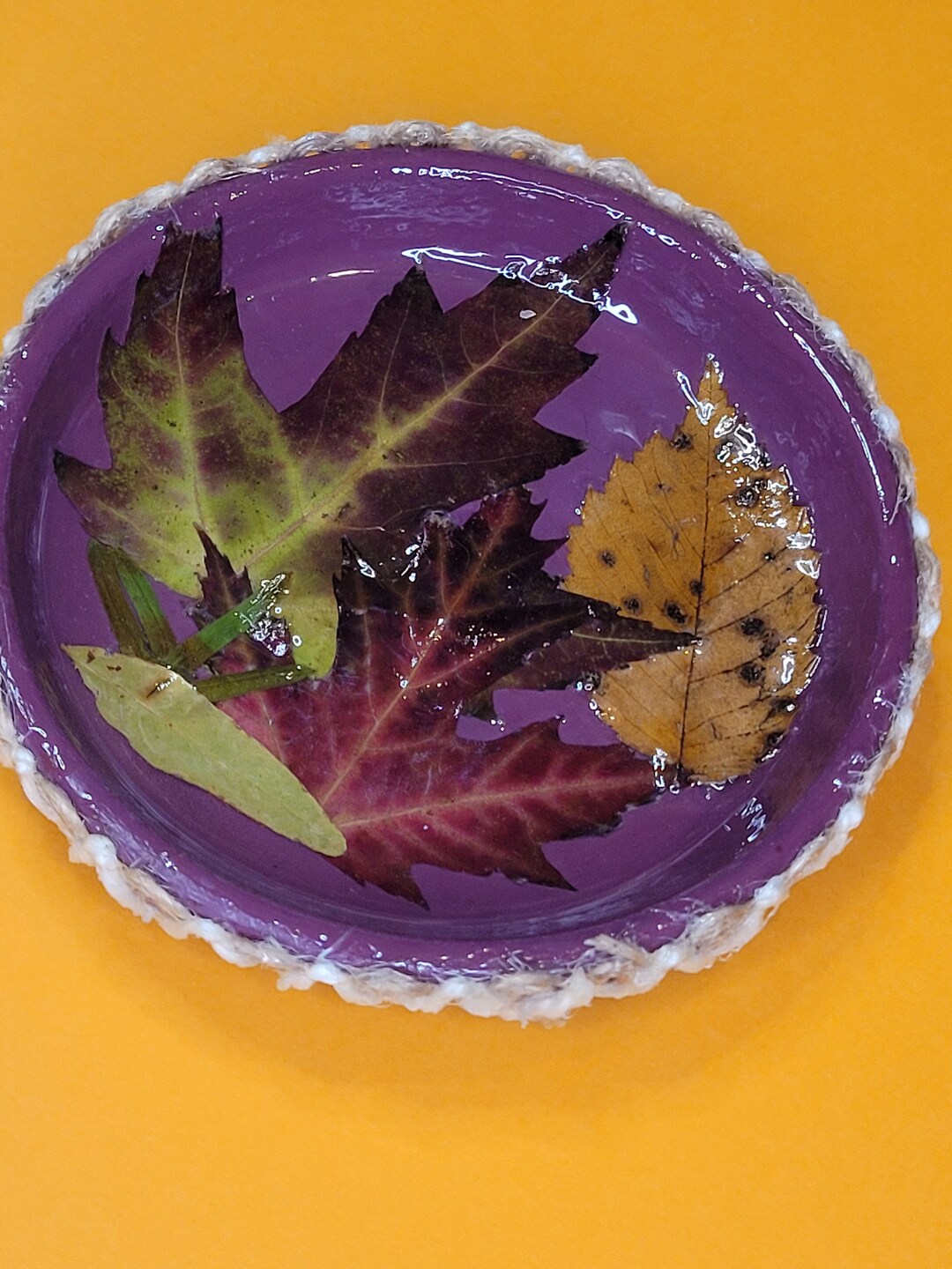 Hand Painted Jewelry Trinket Dish With Real Autumn Leaves - Purple - Etsy