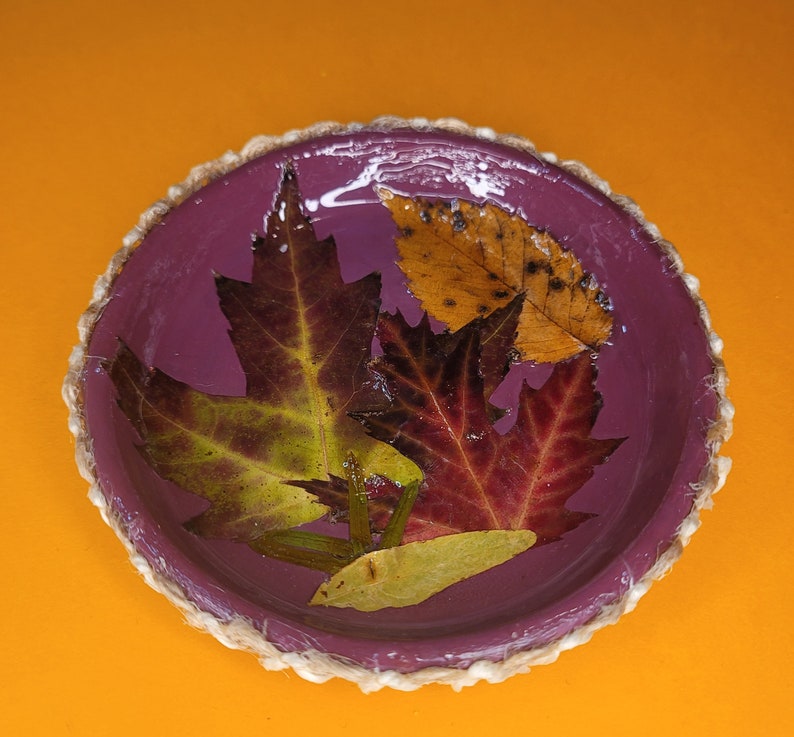 Hand Painted Jewelry Trinket Dish With Real Autumn Leaves - Purple - Etsy