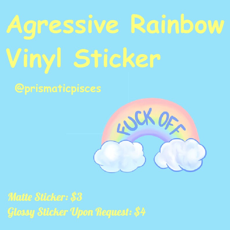 Aggressive Rainbow Vinyl Sticker - Etsy