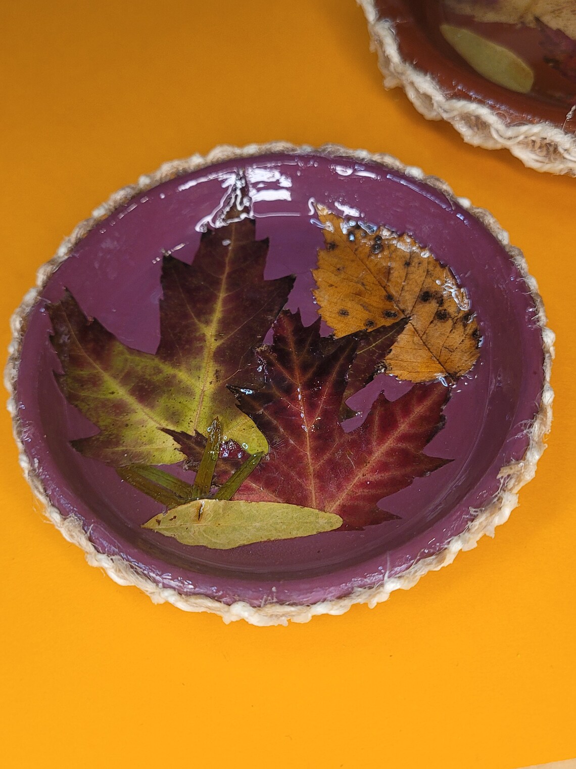 Hand Painted Jewelry Trinket Dish With Real Autumn Leaves - Purple - Etsy