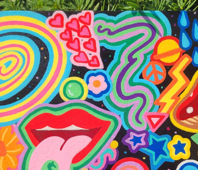 Doodle Acrylic Painting - Trippy Wall Art - Etsy
