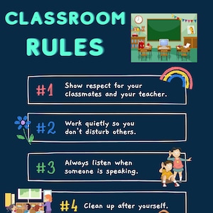 Editable Chalkboard Classroom Rules Poster for Word & Google - Etsy
