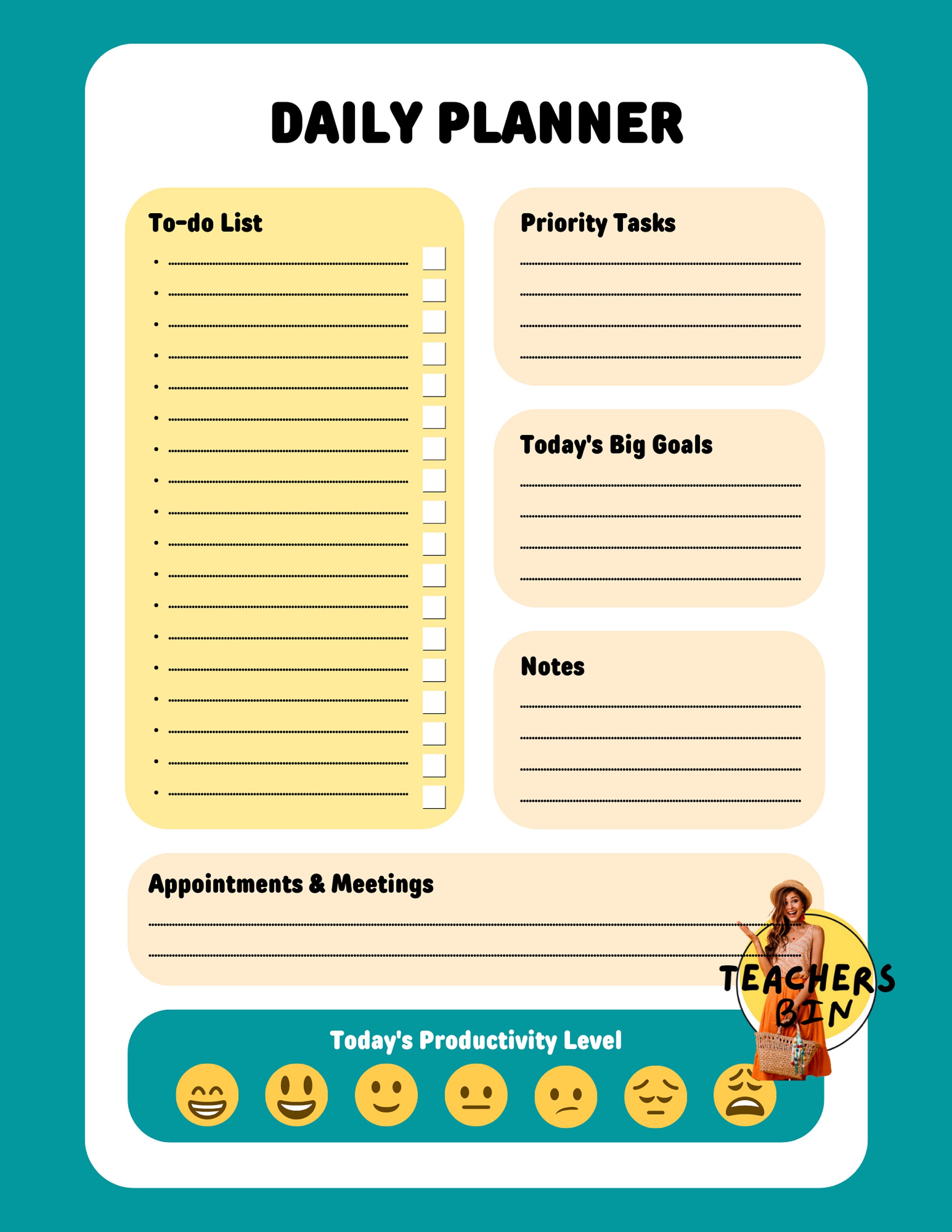 Editable 9 Pages Teacher's Planner Back to School Folder - Etsy