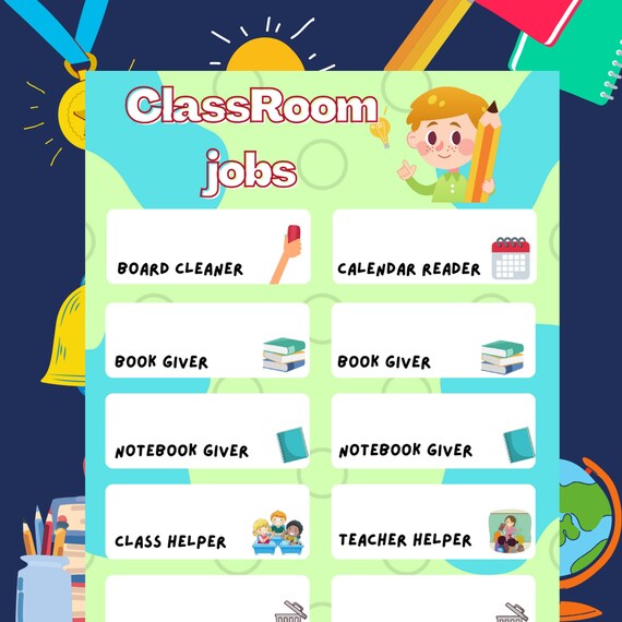 Editable Class Jobs Pink Pastel Poster for Word - Etsy