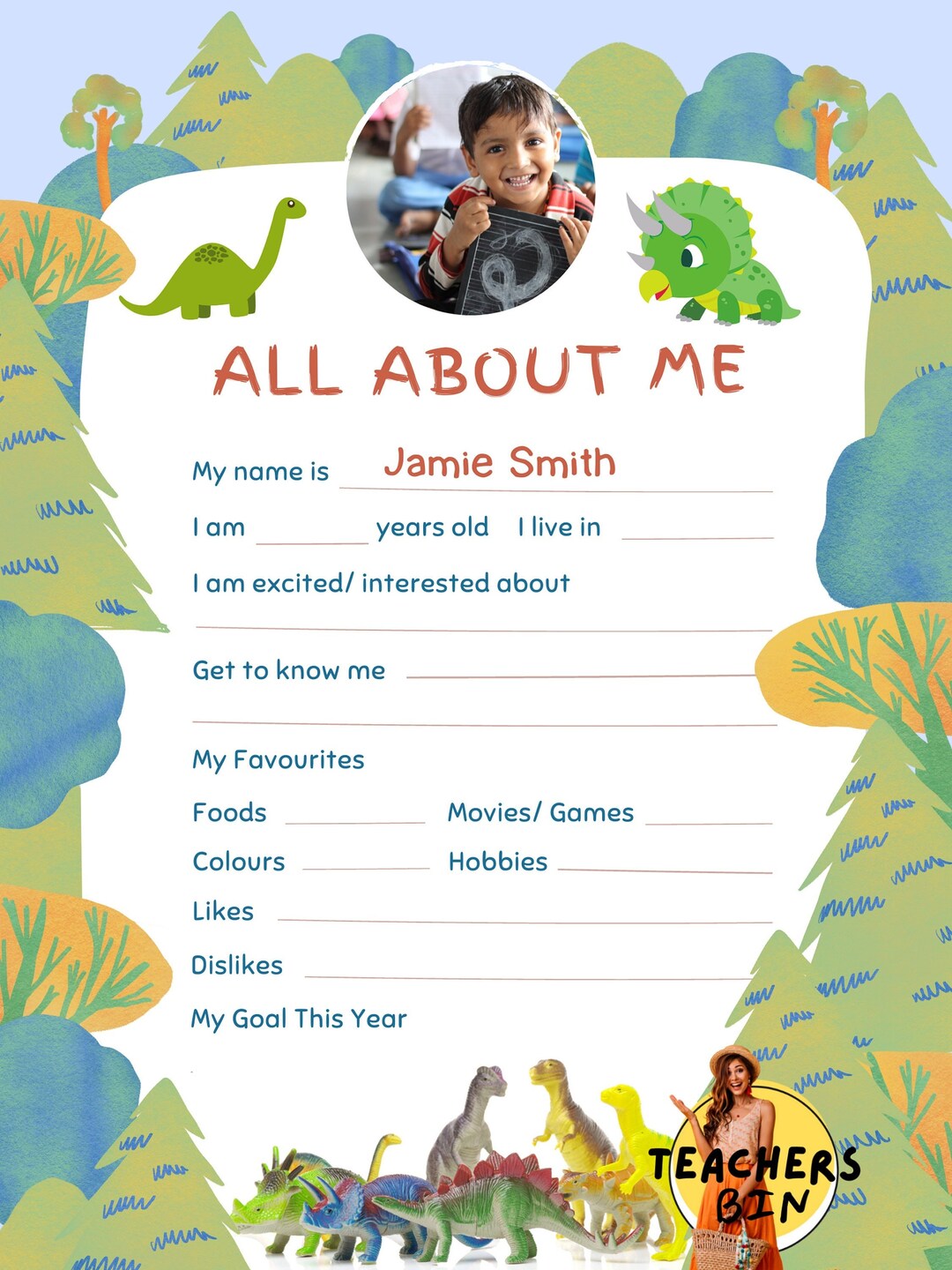 All About Me Children Colorful Illustrated Poster for Word - Etsy