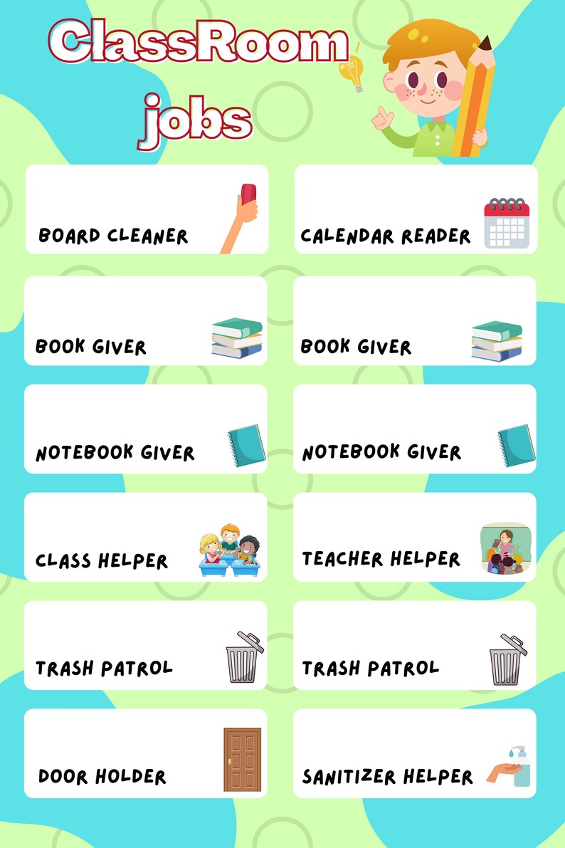 Editable Class Jobs Pink Pastel Poster for Word - Etsy