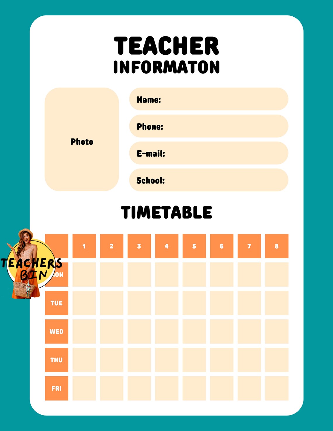 Editable 9 Pages Teacher's Planner Back to School Folder - Etsy