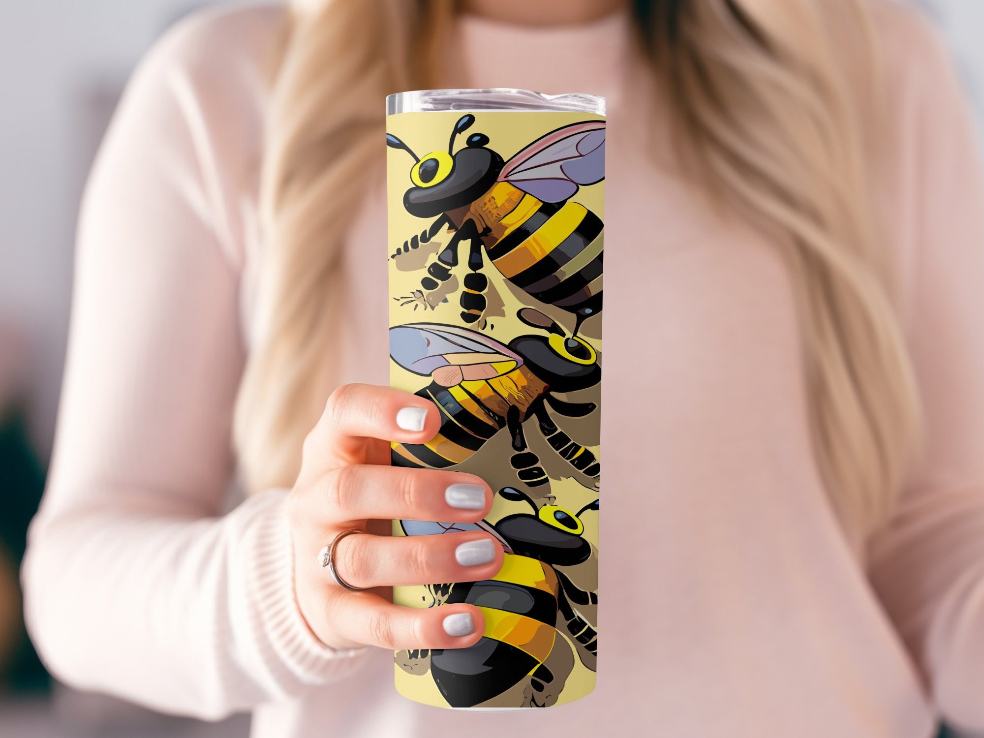 Skinny Tumbler 20 Oz Cartoon Bees With Straw Tumbler Gift - Etsy