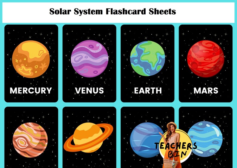 Solar System Flashcard Sheets for Word Teachers Bin - Etsy