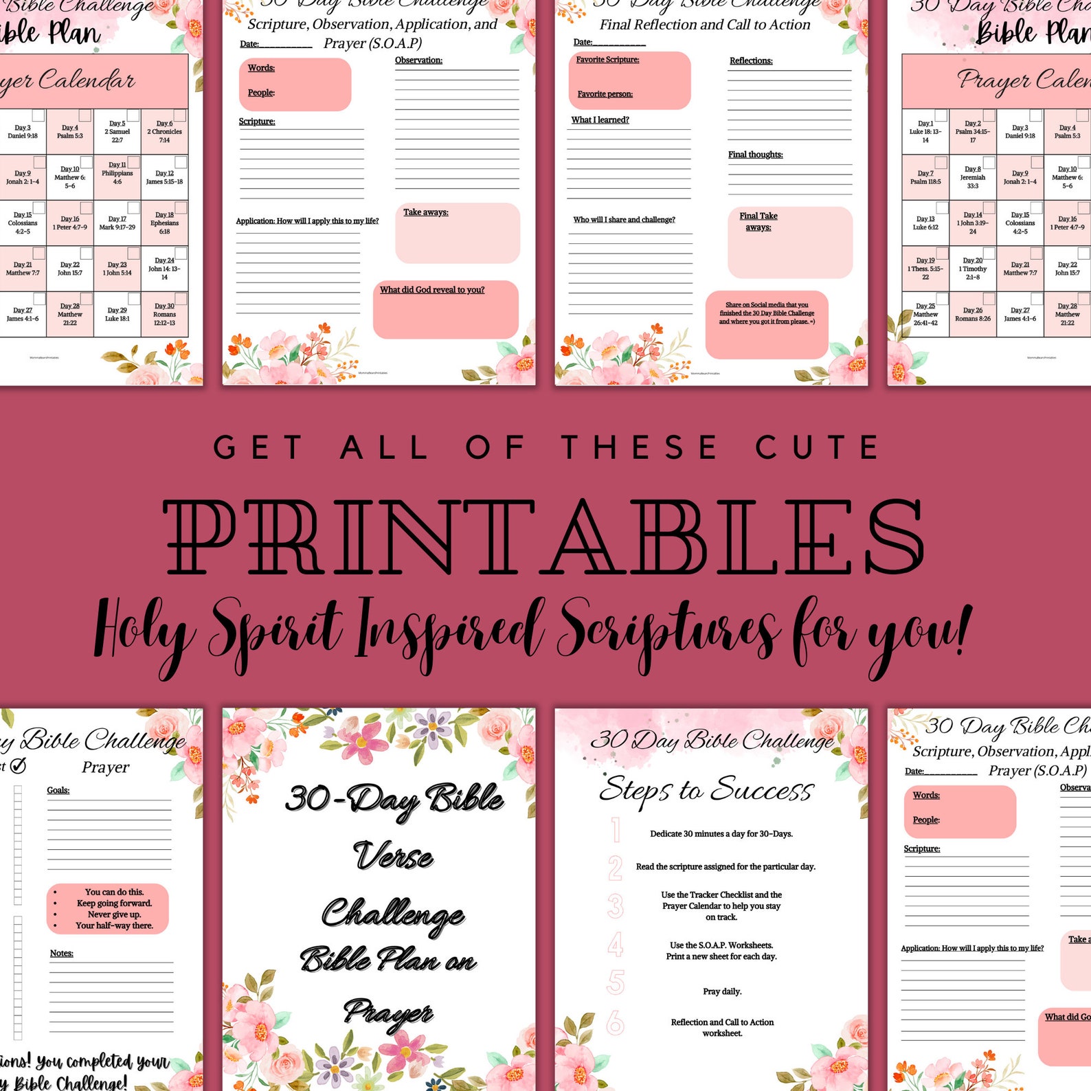 30 Day Bible Challenge, 30 Day Tracker, Bible Reading Plan, Prayer ...