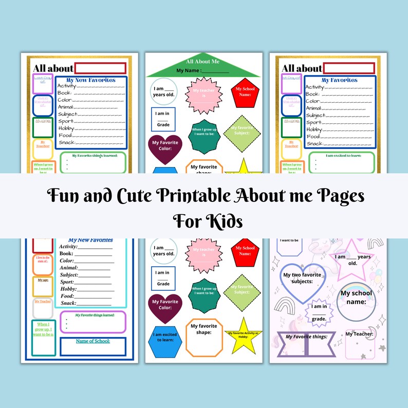 About Me Pages, All About Me, Learn All About Me, Printable, First Day ...