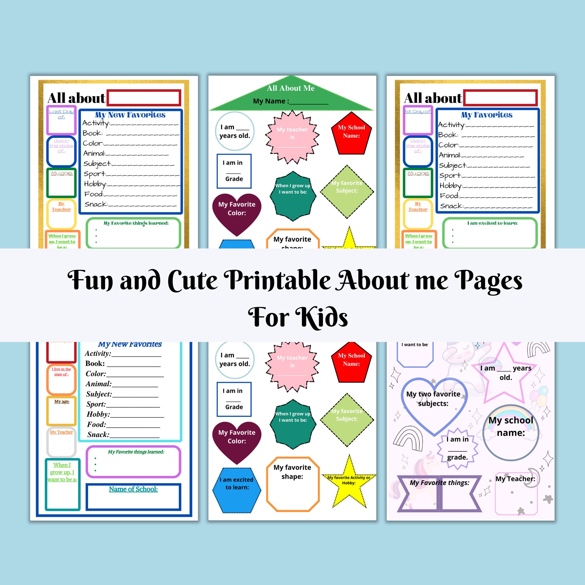 About Me Pages, All About Me, Learn All About Me, Printable, First Day ...