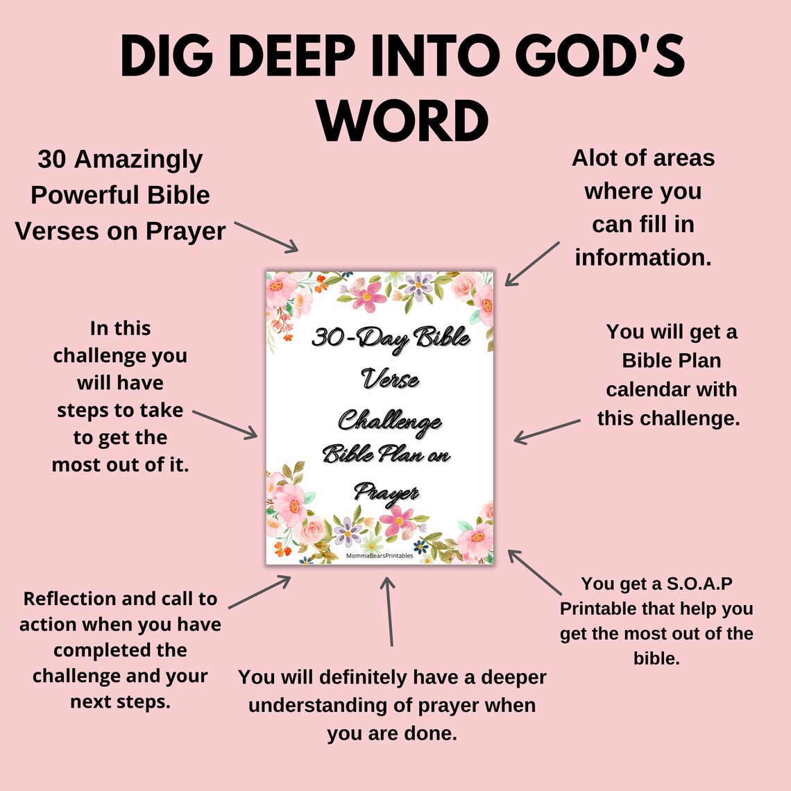 30 Day Bible Challenge, 30 Day Tracker, Bible Reading Plan, Prayer ...