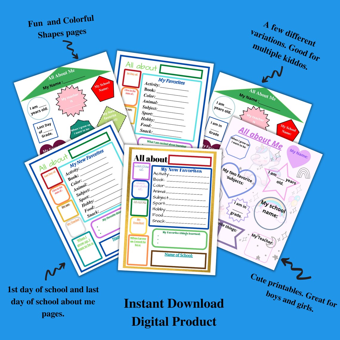 About Me Pages, All About Me, Learn All About Me, Printable, First Day ...