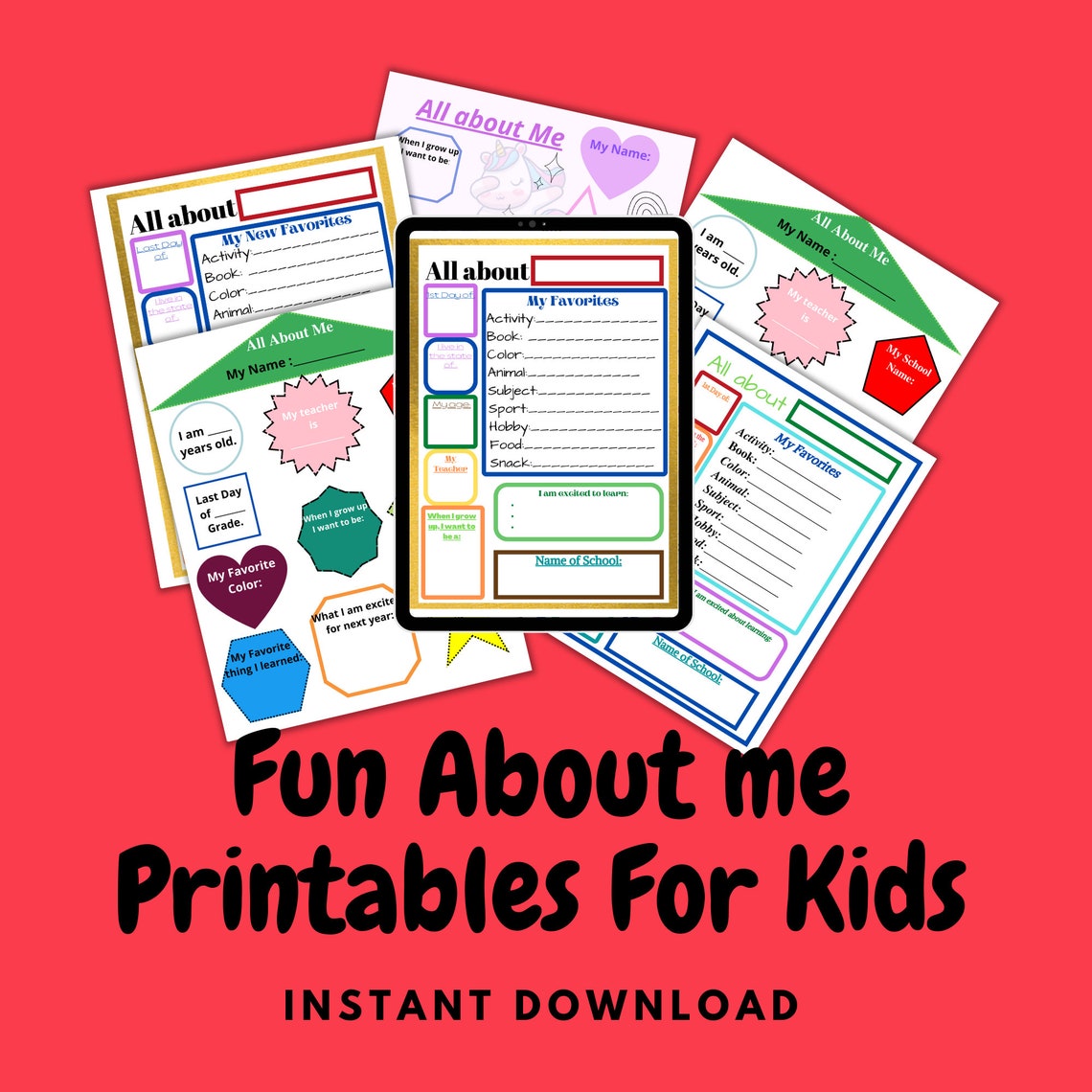 About Me Pages, All About Me, Learn All About Me, Printable, First Day ...